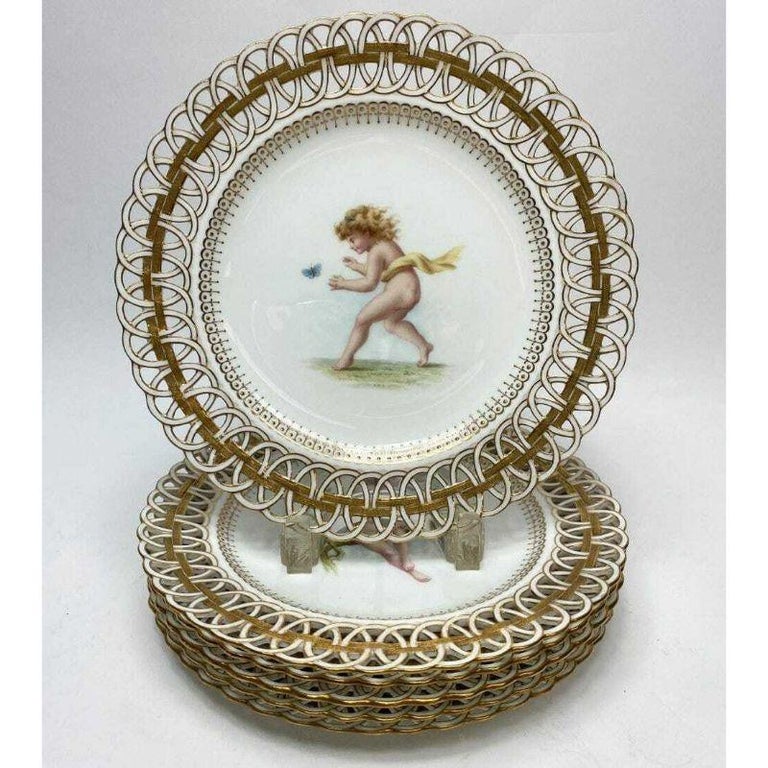 Set of 6 Minton Porcelain Reticulated Cabinet Plates Anton Boullemier ...