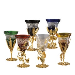 Set of Six Large High-End Crystal Goblets by Moser Glassworks For Sale ...