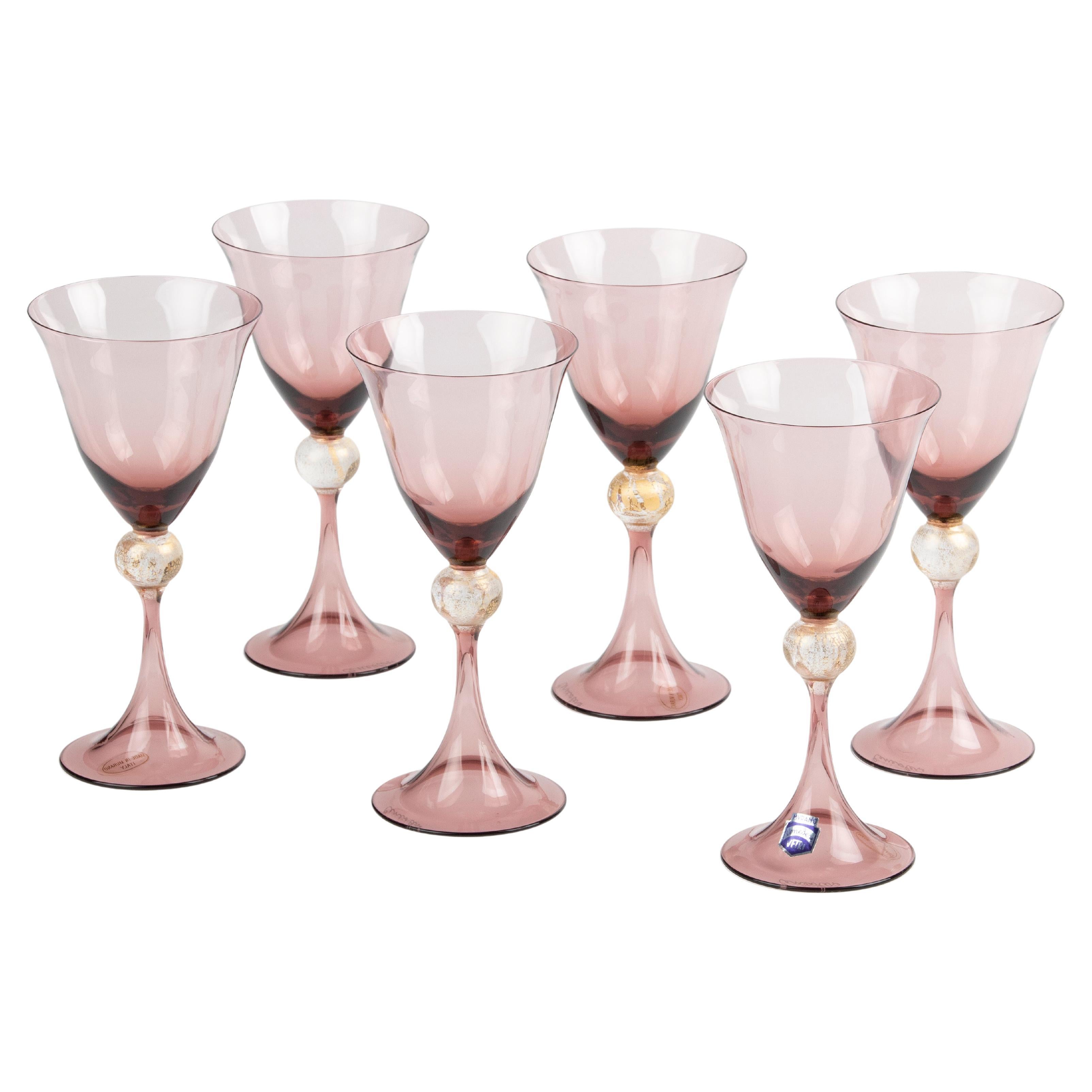 Lot of Five Carlo Moretti Cased Galss Stemware Wine Glasses at 1stDibs