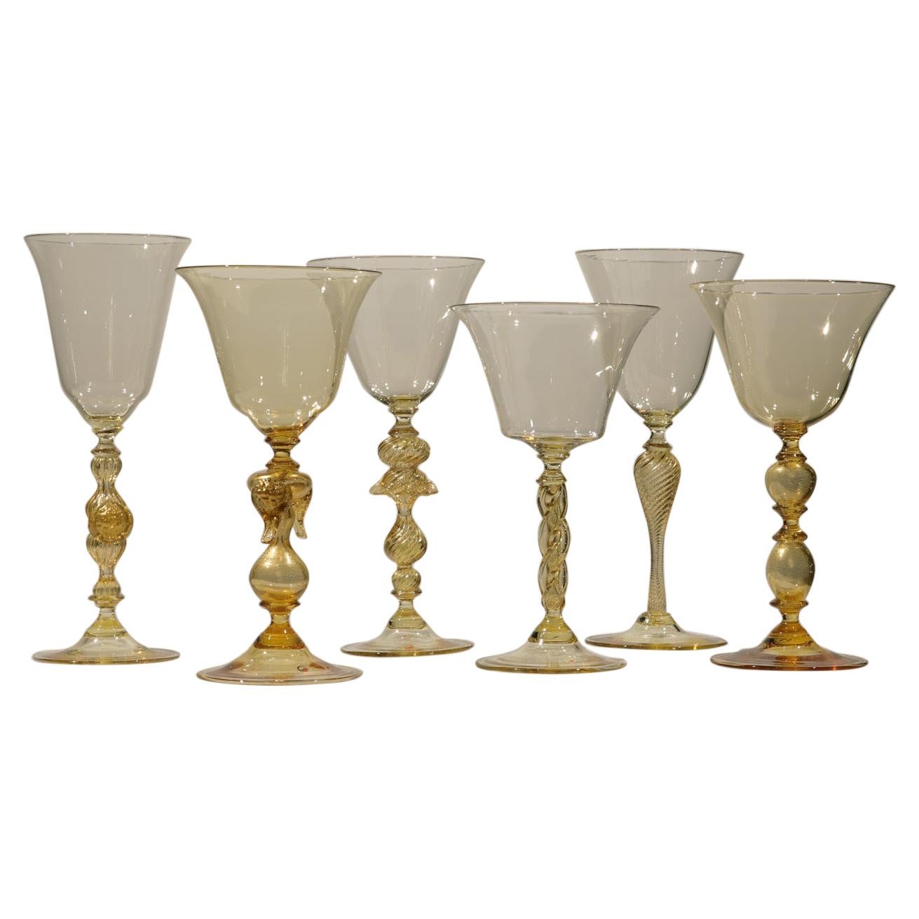 Set Of 12 Fine Vintage Blue Overlay Crystal Wine Glasses For Sale At 1stdibs