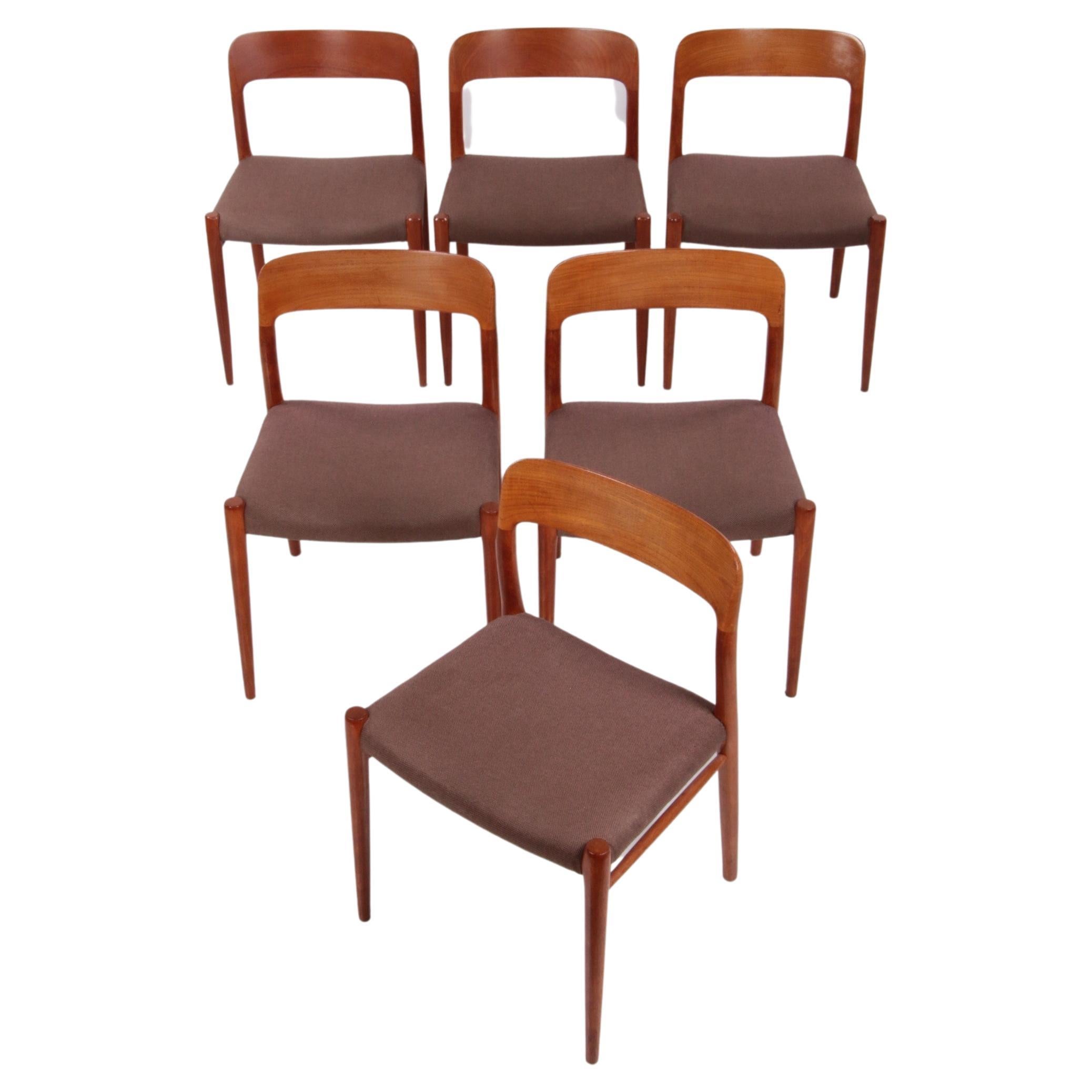 6 Niels Moller Model 75 Dining Chairs Teak, Set of Six, Denmark, 1970 ...