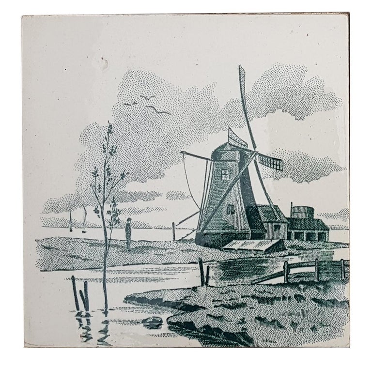 Set of 6 of Total 120 Dutch Dark Green Glazed Ceramic Tiles by Le ...