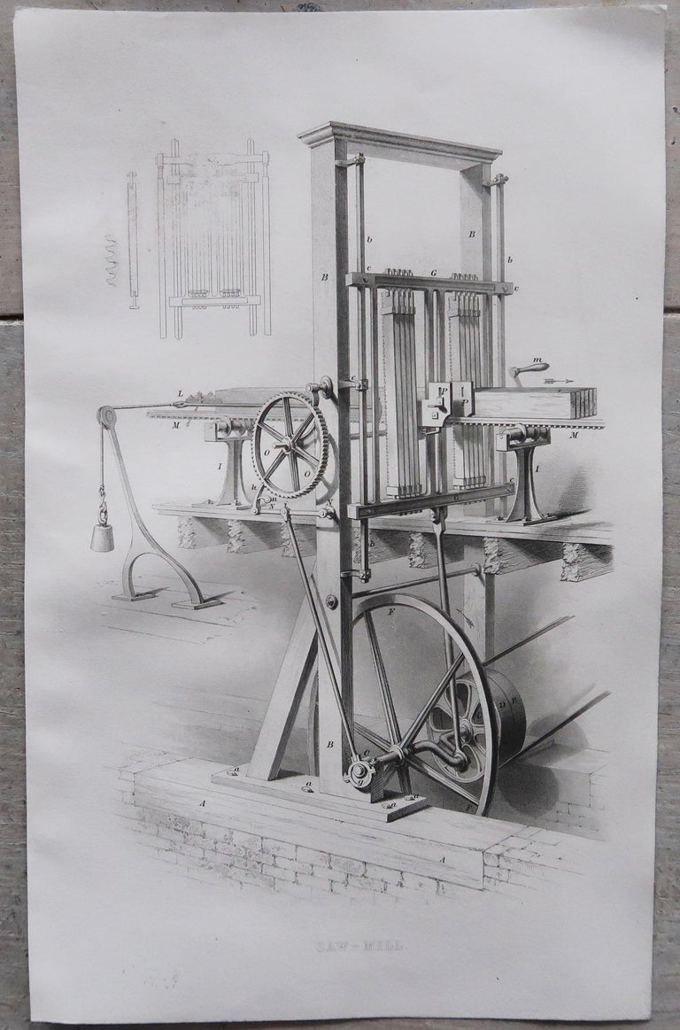 Set of 6 Original Antique Technical Prints, Engines / Machines, C.1850 ...