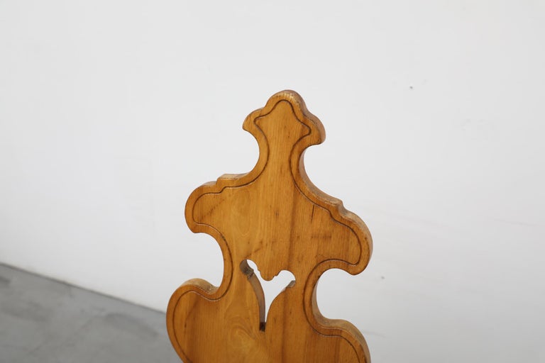 Set of 6 Ornate Tyrolean Style Brutalist Oak Dining Chairs For Sale at 1stDibs