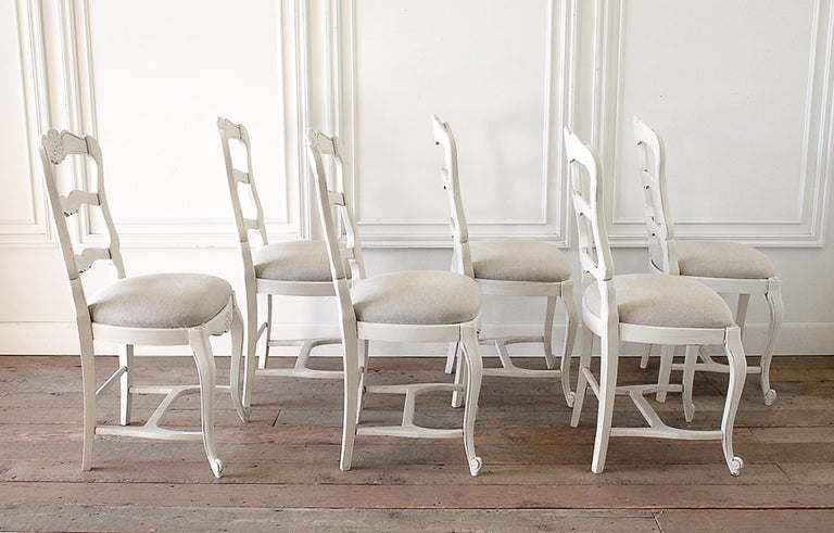 Set of 6 Painted and Upholstered French Country Style Dining Chairs at ...