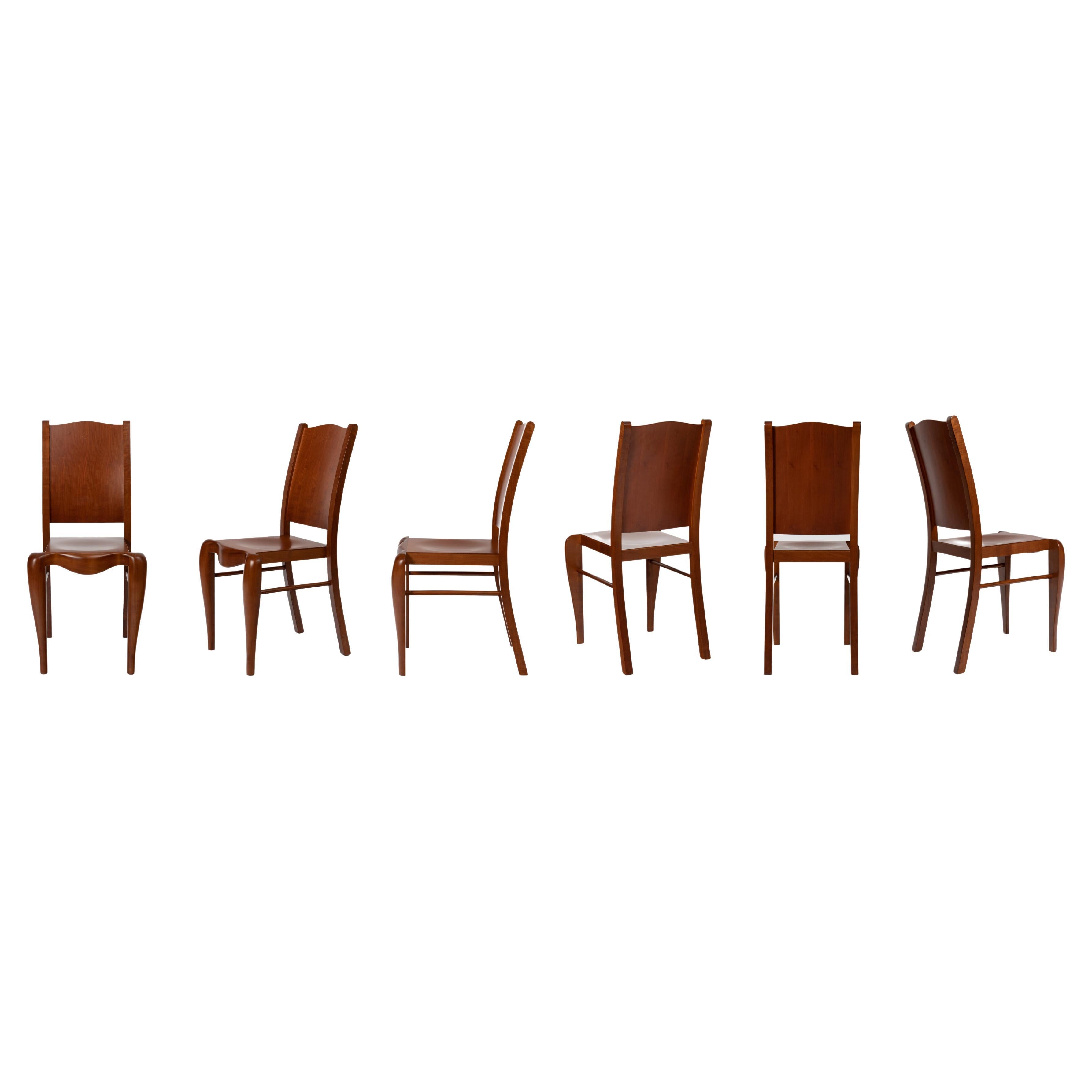 Set of 6 "Placide of Wood" Chairs by Philippe Starck for Driade, 1989 ...