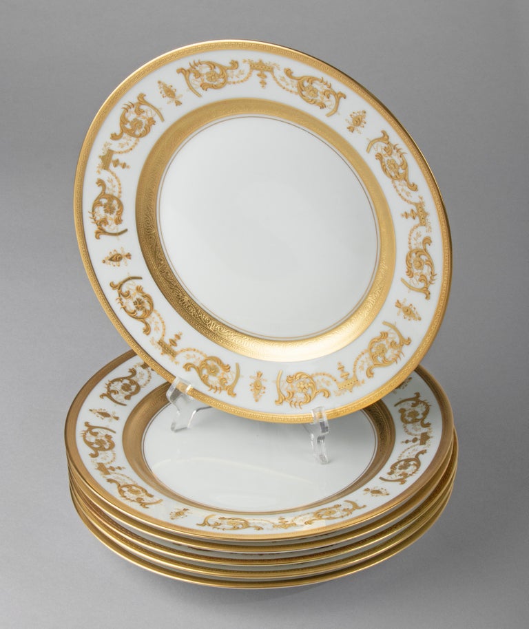 Set of 6 Porcelain Dinner Plates made by Haviland model Impérator Or at ...