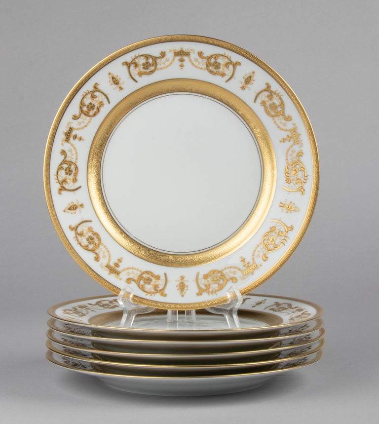 Set of 6 Porcelain Dinner Plates made by Haviland model Impérator Or at ...