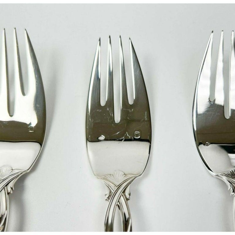Set of 6 Puiforcat French Sterling Silver Salad or Luncheon Forks in ...