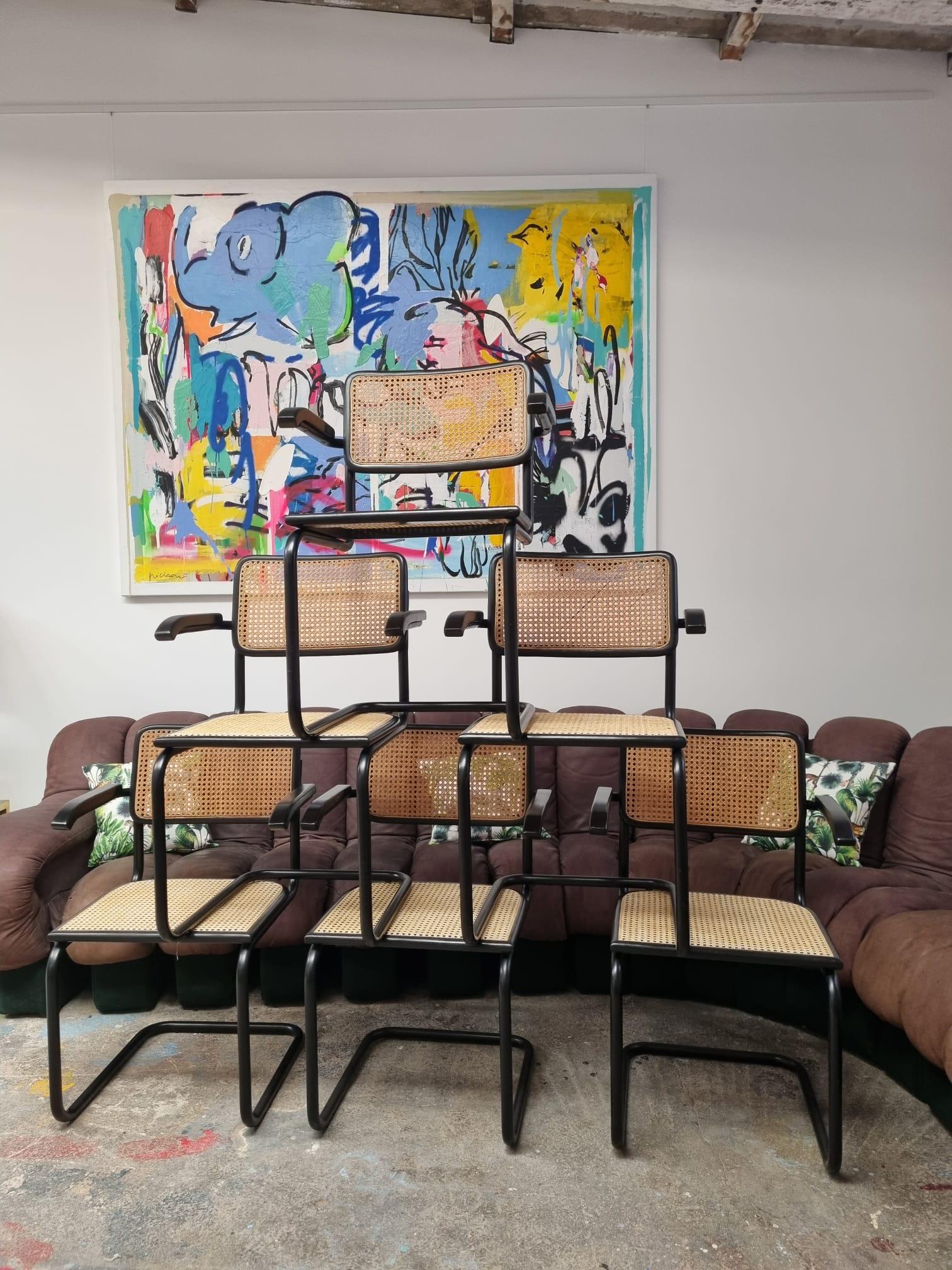 Set of 6 Rare All Black Cesca Chairs by Marcel Breuer, Italy, 1970s at ...