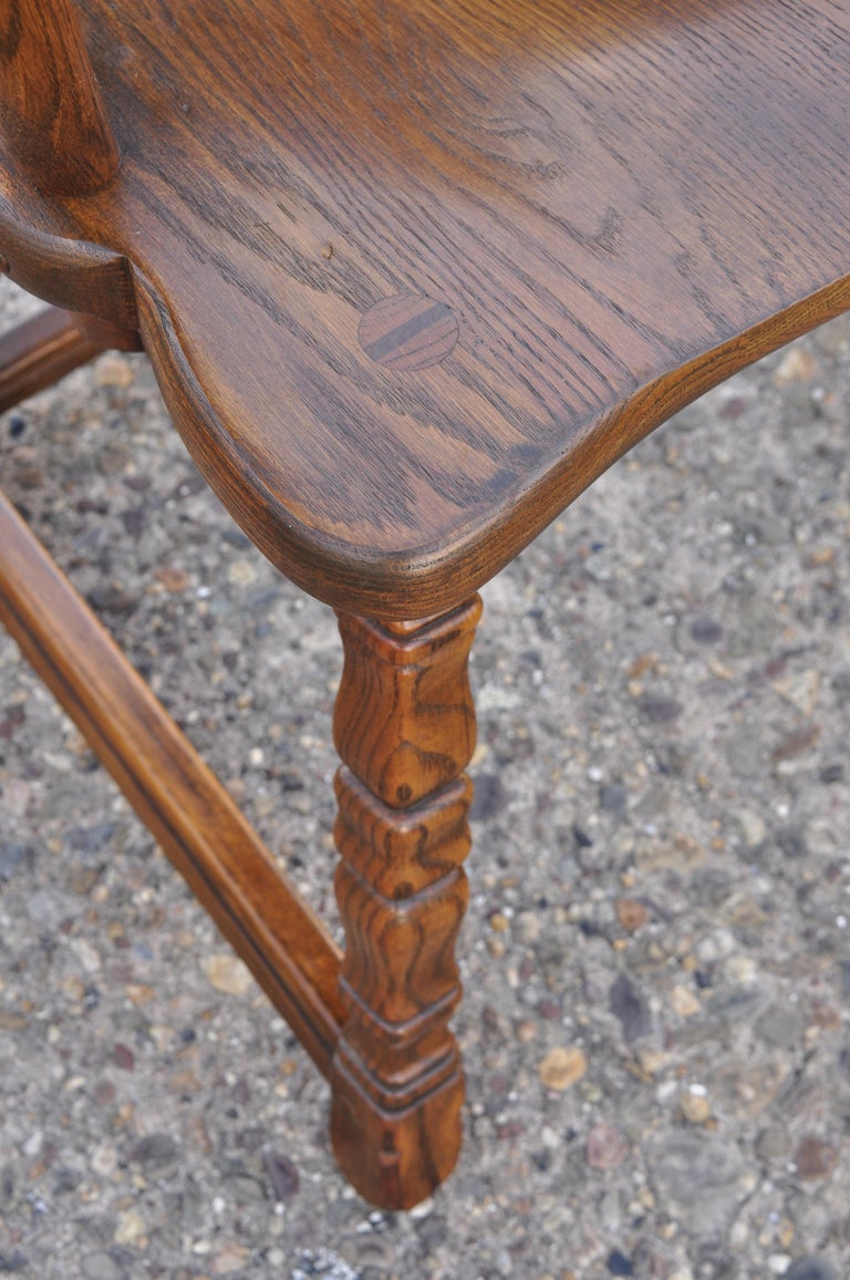 Set of 6 Romweber Viking Oak Leather Back Captains Dining Armchairs at ...