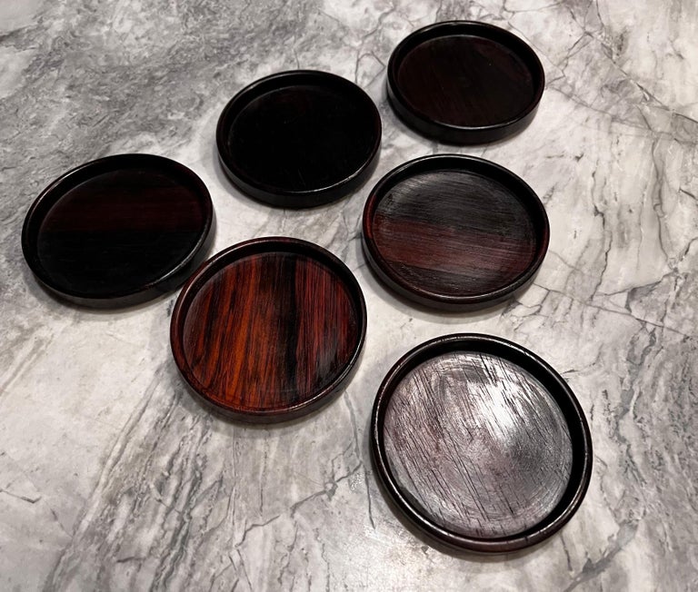 Set of 6 Rosewood Coasters For Sale at 1stDibs