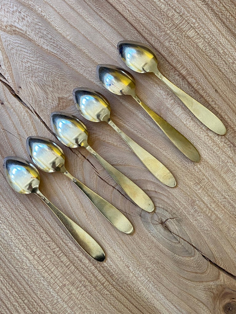 Set of 6 Russian Enamel Spoons Fine and Rare Soviet Silver Spoons For ...