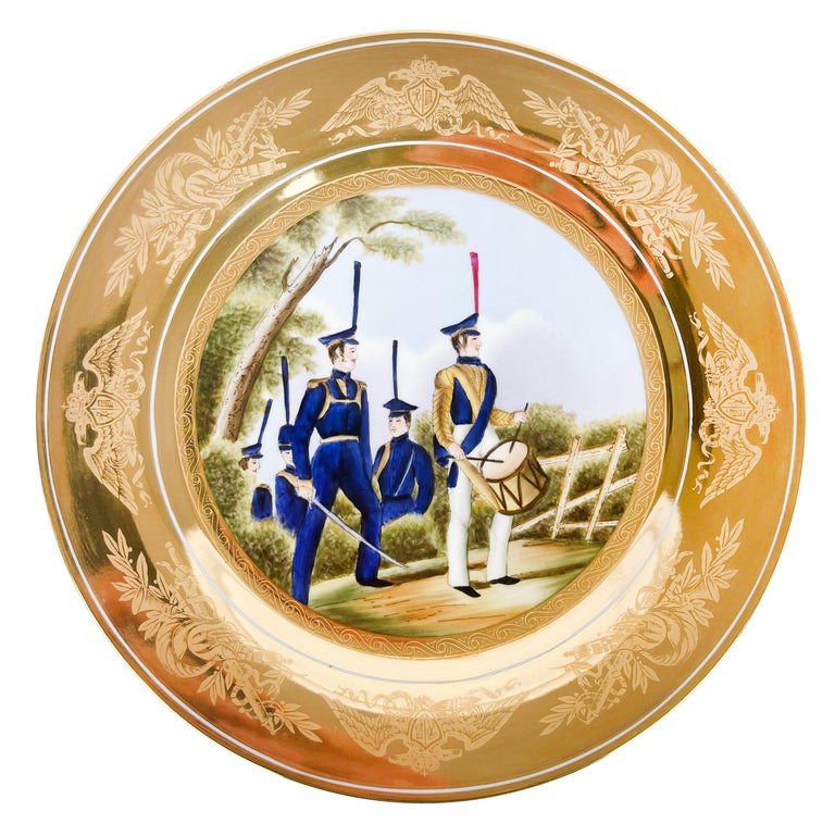 Set Of 6 Russian Hand-Painted Porcelain Military Plates, Circa 1900 For ...