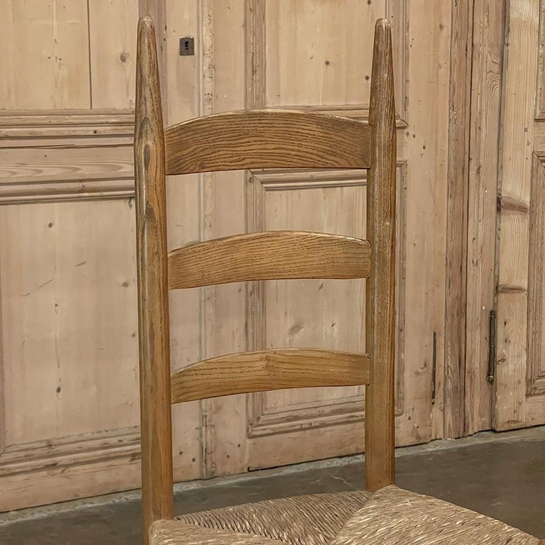 Set of 6 Rustic Country French Rush Seat Dining Chairs For Sale at 1stDibs