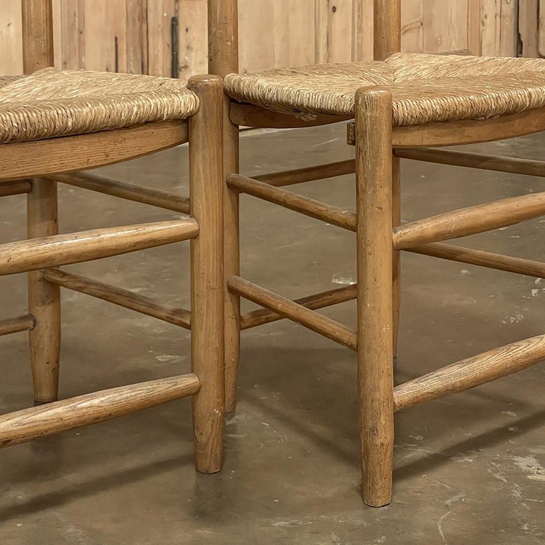 Set of 6 Rustic Country French Rush Seat Dining Chairs For Sale at 1stDibs