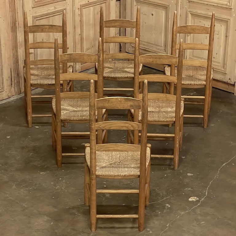 Set of 6 Rustic Country French Rush Seat Dining Chairs For Sale at ...