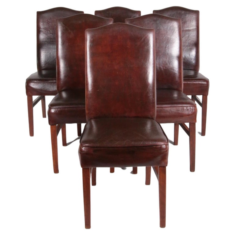 Set of 6 Sheepskin Leather Dining Table Chairs 1970 Netherlands For ...