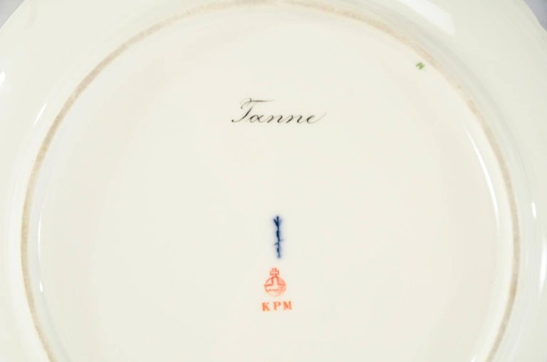 Set of Six Signed KPM Dessert Plates with Named Plant Species at ...