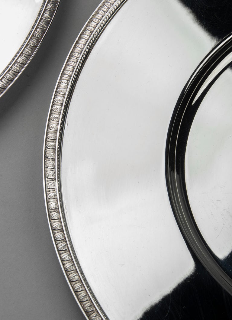 Set of 6 Silver Plated Plates Made by Christofle Model Malmaison at 1stDibs