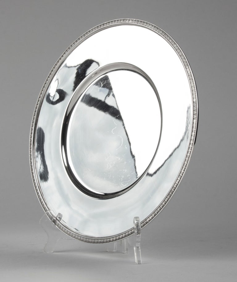 Set of 6 Silver Plated Plates Made by Christofle Model Malmaison at 1stDibs