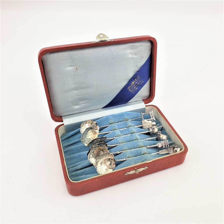 Set of 6 Sterling Silver Figural Japanese Coffee Sugar Spoons with ...