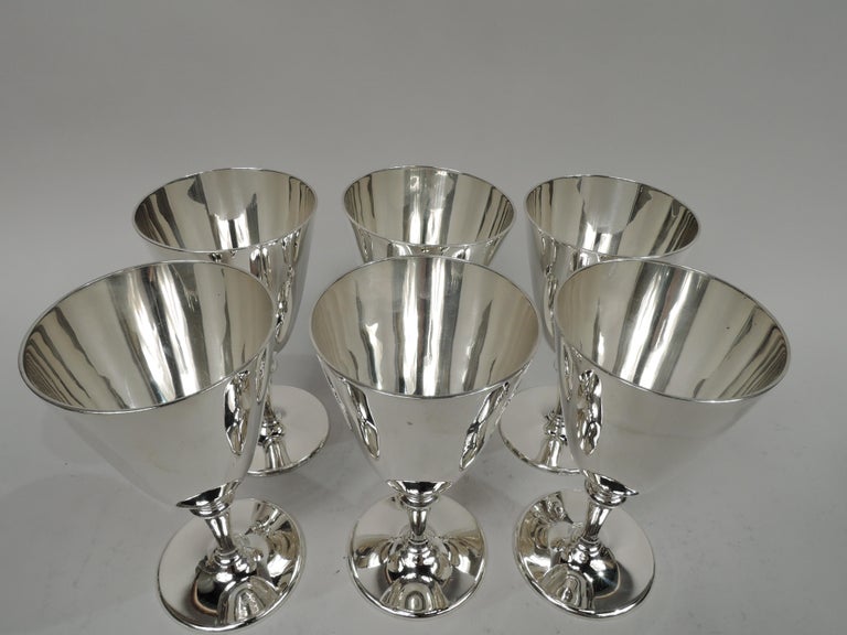 Set of 6 Tiffany and Co. American Modern Sterling Silver Goblets For ...