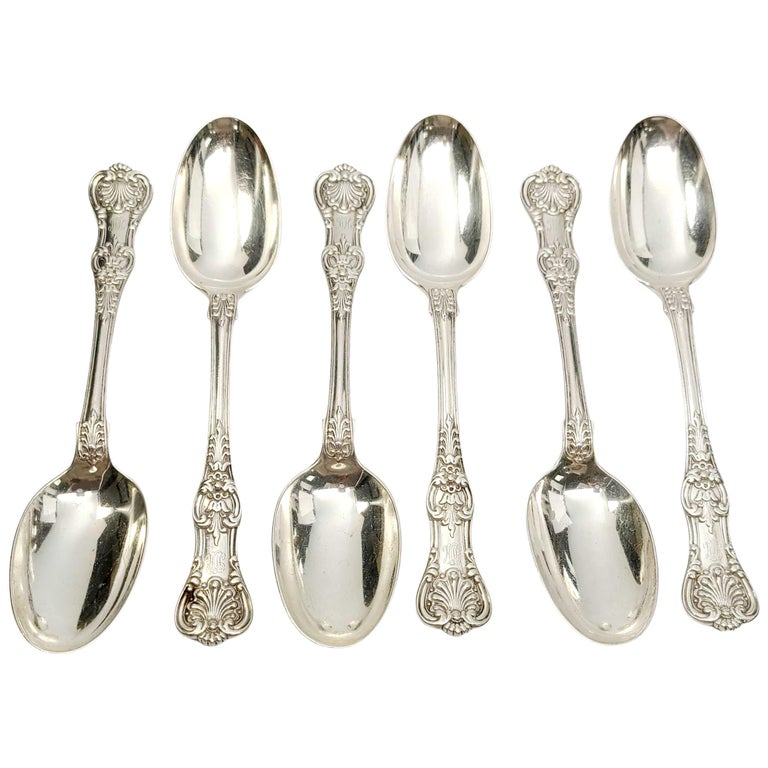 Set of 6 Tiffany and Co Sterling Silver English King Dessert/Oval Soup ...