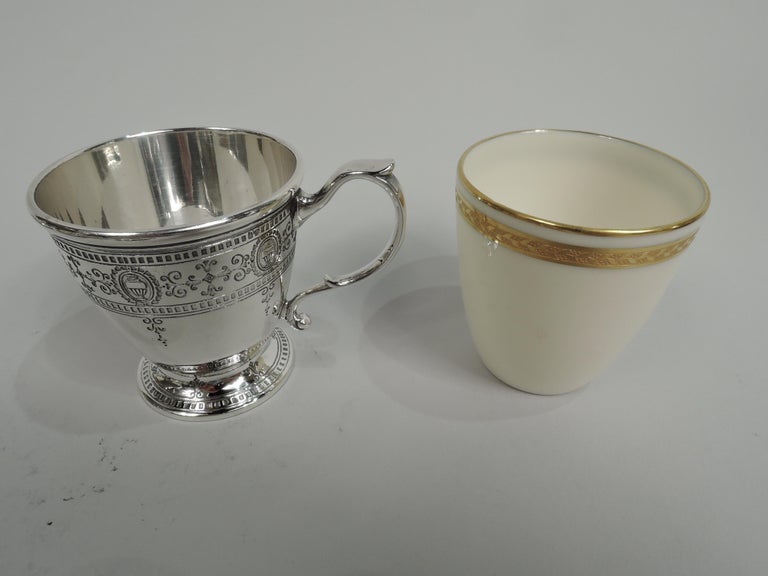 Set of 6 Tiffany Edwardian Regency Demitasse Holders and Lenox Liners ...