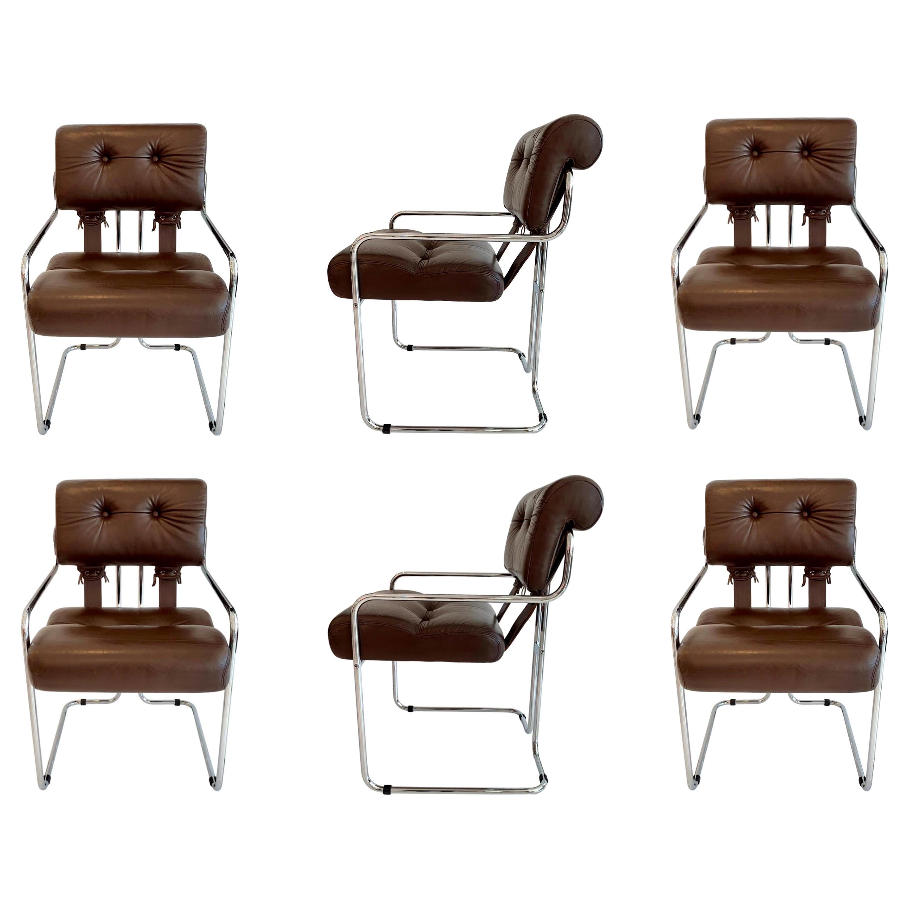 Set of 6 "Tucroma" Chairs in Brown Leather by Guido Faleschini at 1stDibs