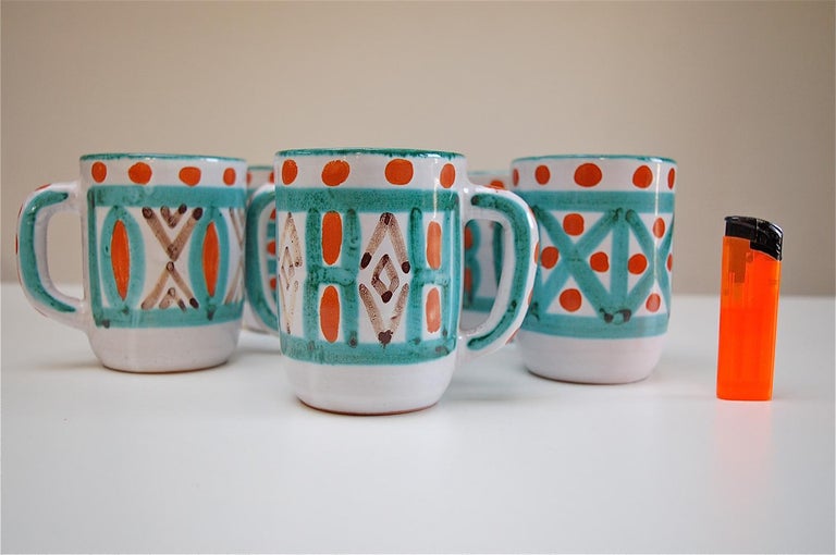 Set of 6 Vallauris Handmade Mugs by Antoine Fazio, 1950s France For ...