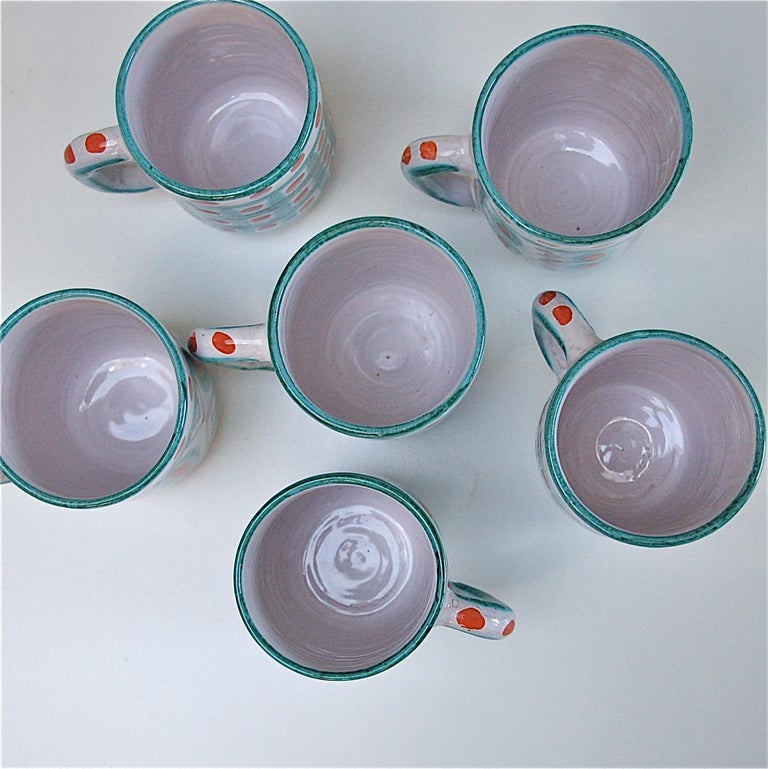 Set of 6 Vallauris Handmade Mugs by Antoine Fazio, 1950s France For ...