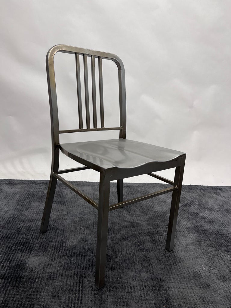 Set of 6 Vintage Emeco Style Metal Navy Chairs For Sale at 1stDibs