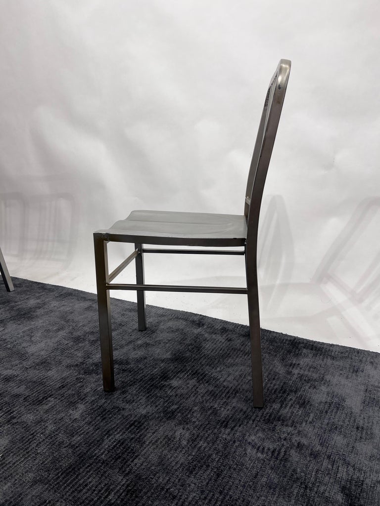 Set of 6 Vintage Emeco Style Metal Navy Chairs For Sale at 1stDibs