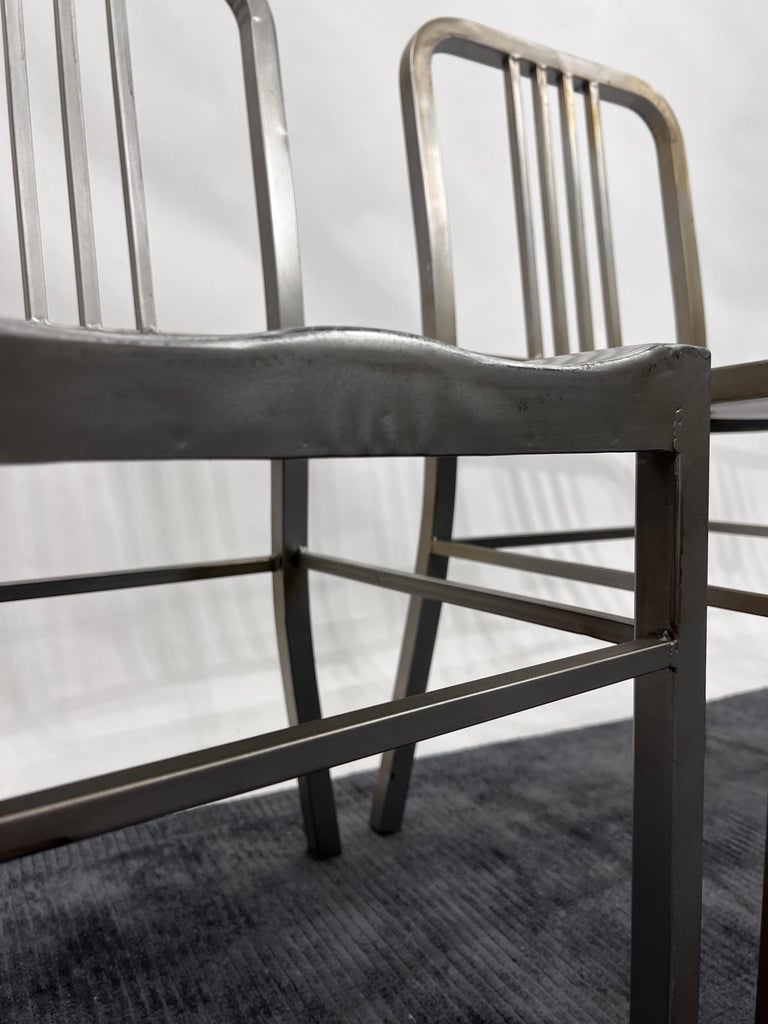 Set of 6 Vintage Emeco Style Metal Navy Chairs For Sale at 1stDibs