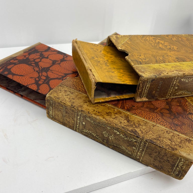 Set of 6 Vintage Leather Bound Book Boxes at 1stDibs