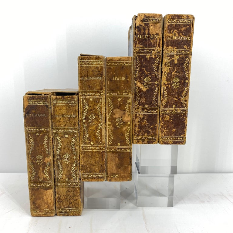 Set of 6 Vintage Leather Bound Book Boxes at 1stDibs