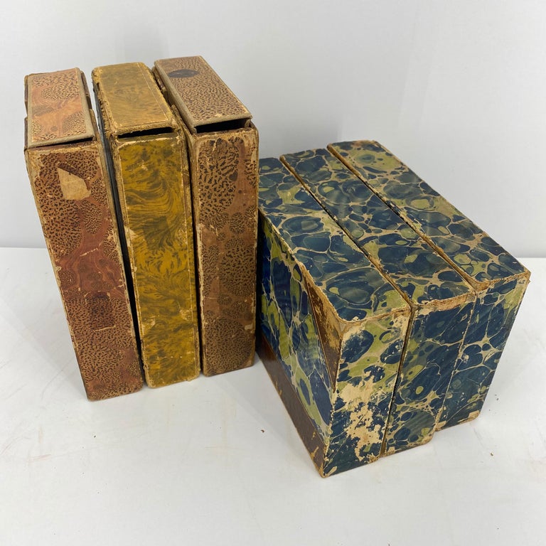Set of 6 Vintage Leather Bound Book Boxes at 1stDibs