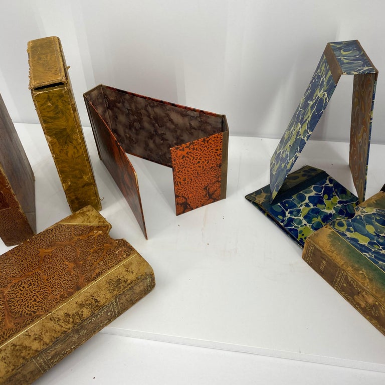 Set of 6 Vintage Leather Bound Book Boxes at 1stDibs