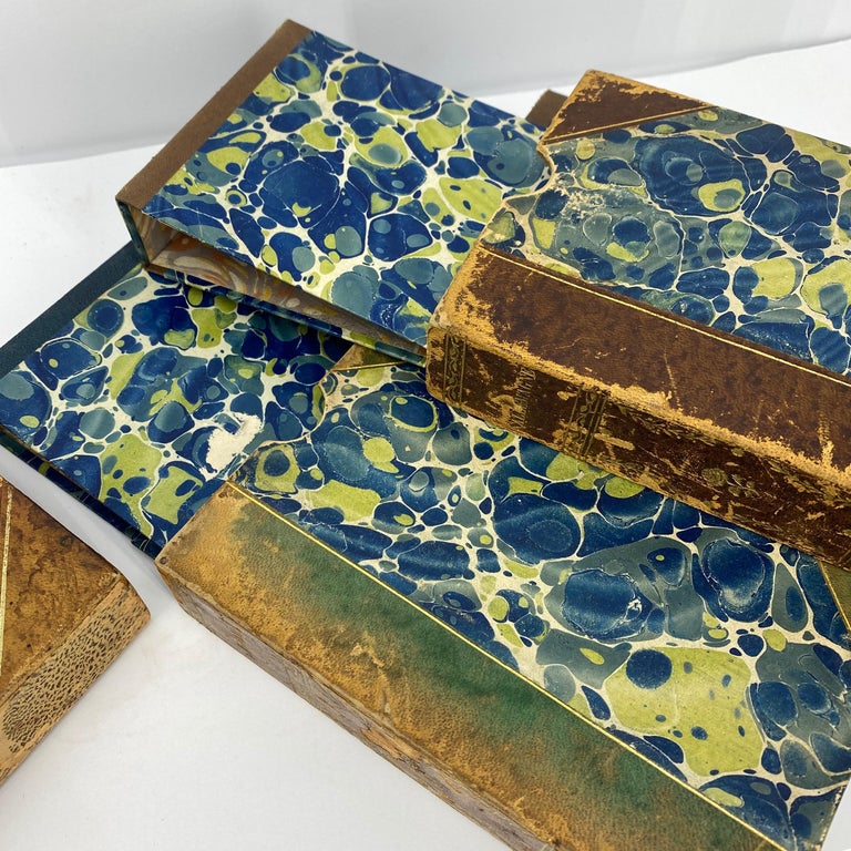 Set of 6 Vintage Leather Bound Book Boxes at 1stDibs