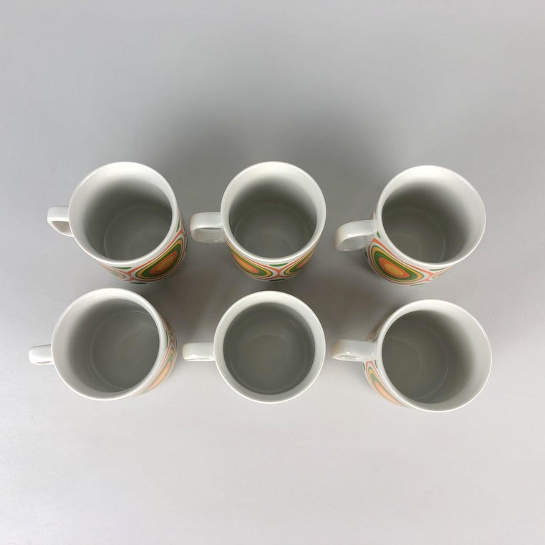 Set of 6 Vintage Mugs with Colourful Circle Pattern, 1970s For Sale at ...