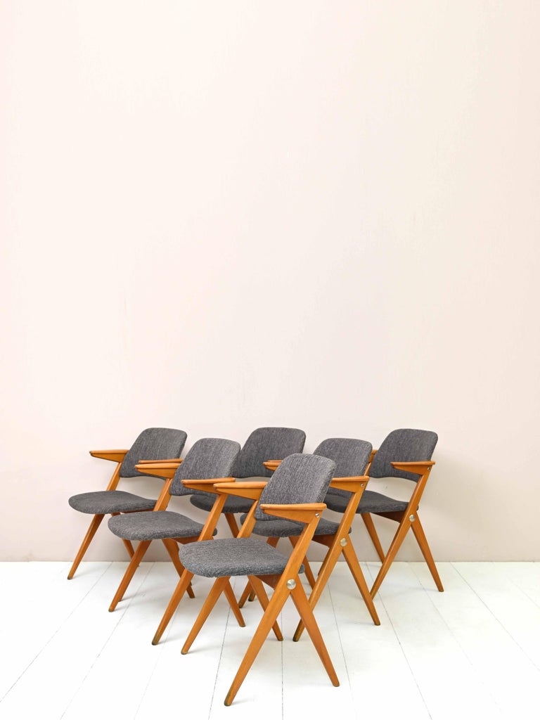 Set of 6 vintage Scandinavian chairs designed by Bengt Ruda for NK For ...