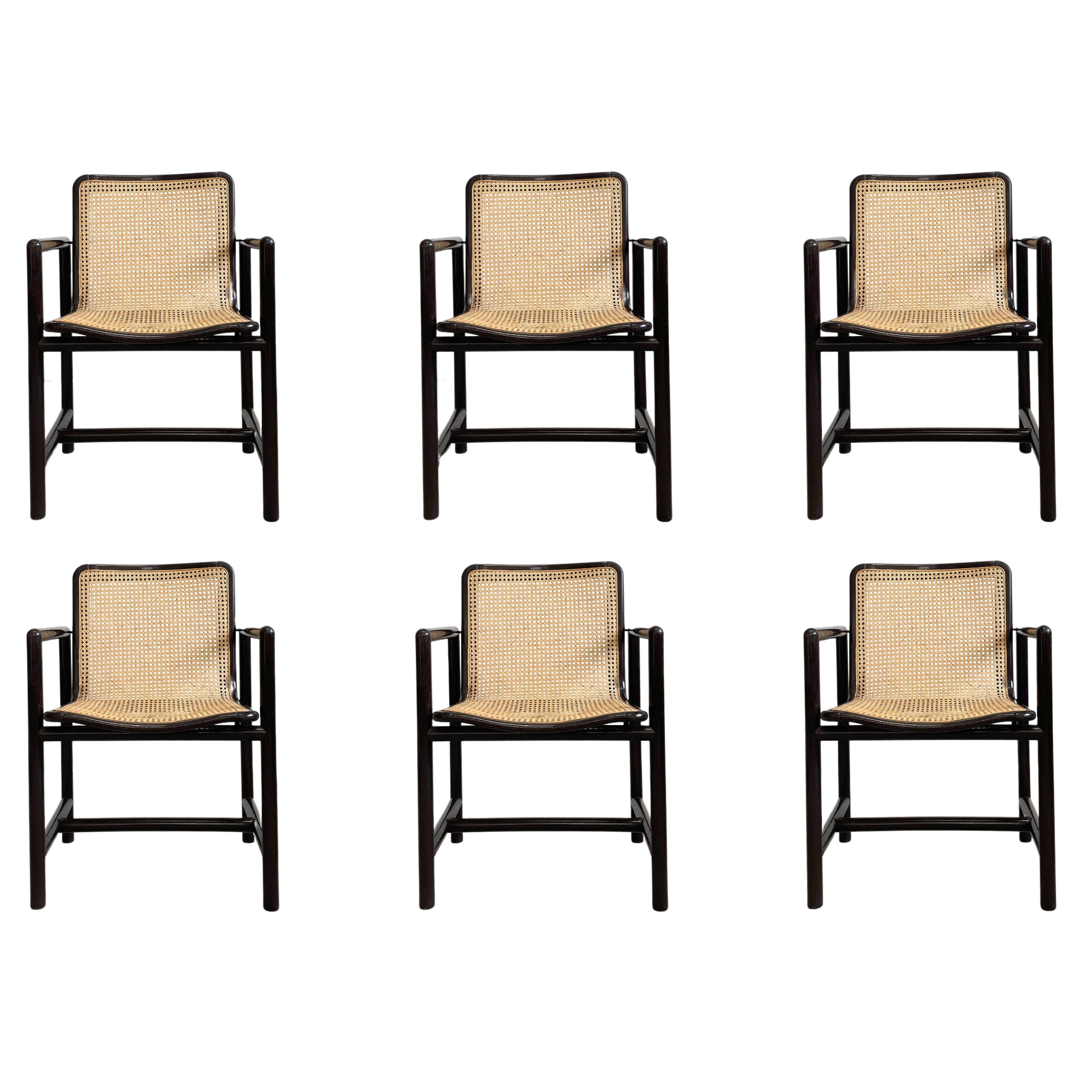 Set of 6 Vintage Wooden Chairs, Cane seat, Branko Ursic for Stol Kamnik ...