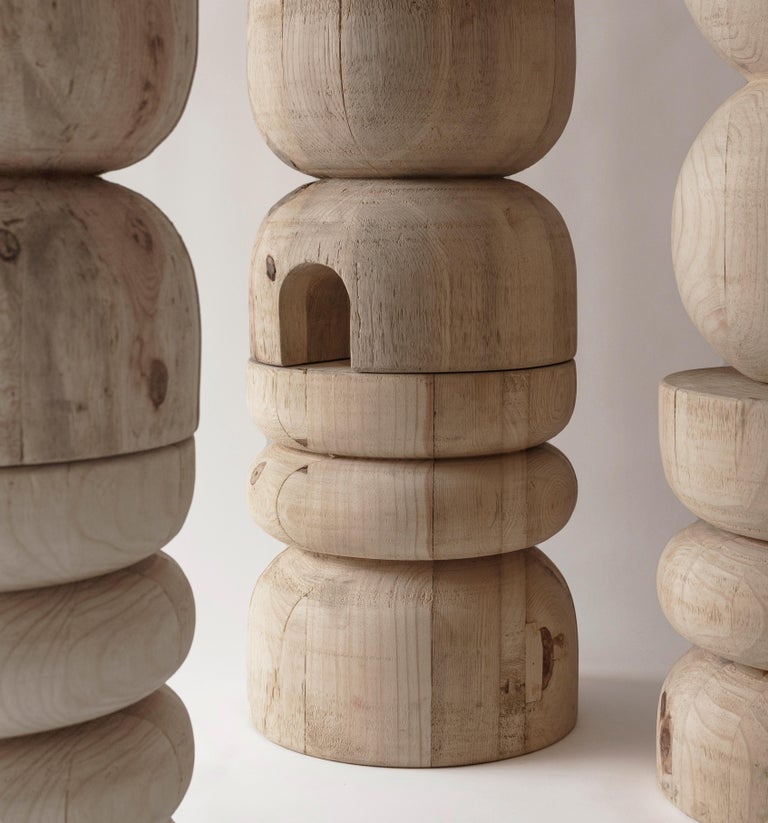 Set of 6 Wood Neru Stools by Rebeca Cors For Sale at 1stDibs