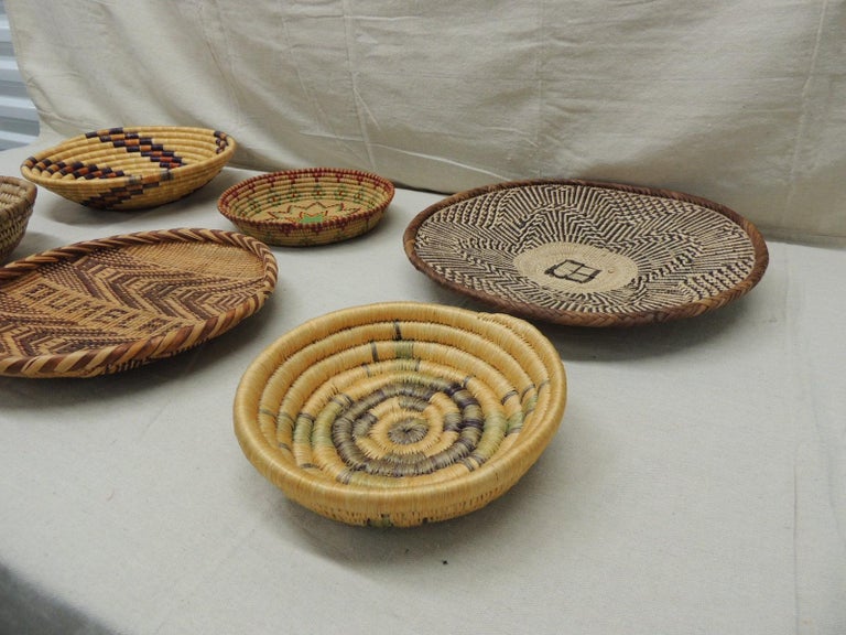 Set of '6' Woven Decorative Gallery Wall Woven Baskets For Sale at 1stDibs