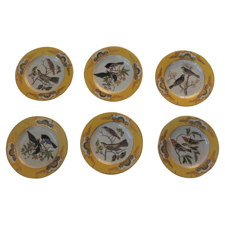 Set of '6' Yellow and Gold Chinese Export Ceramic Decorative Plates For ...