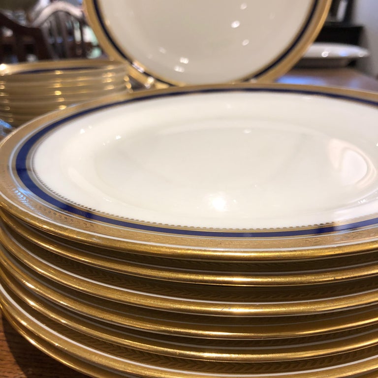 Set of 50 Piece Cauldon, England Gold Rimmed Bone China Set For Sale at ...