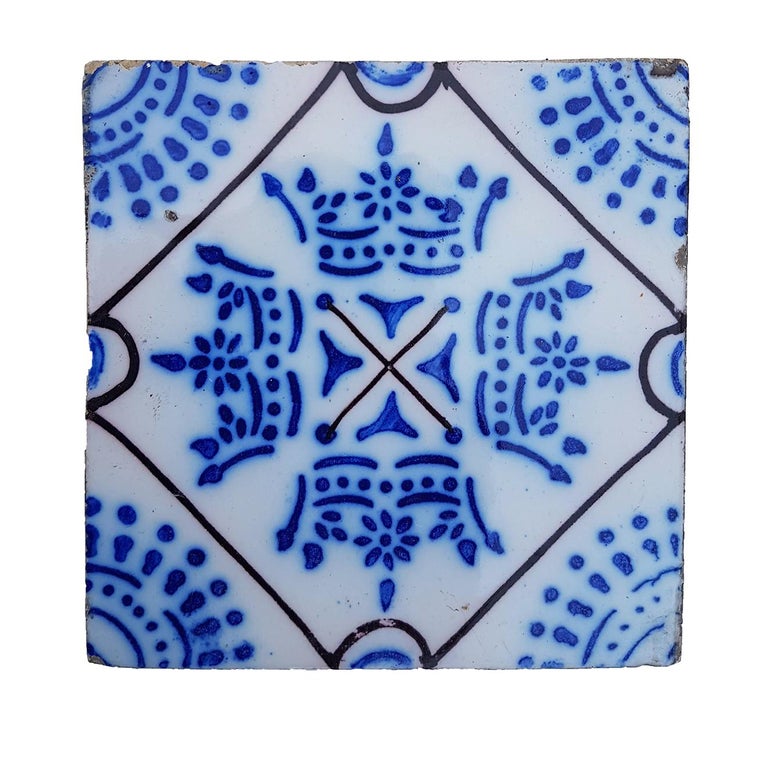 Set of 64 Antique Ceramic Tiles by Pas De Cailes Desvres, France, circa ...