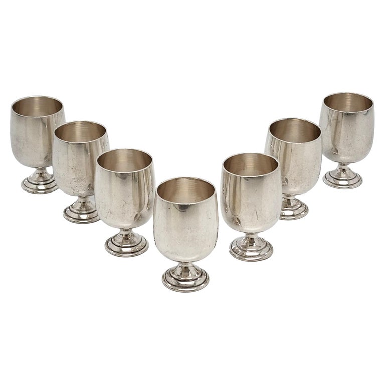 Set of 7 Baldwin and Miller Sterling Silver Cordial Shot Cup Goblets ...