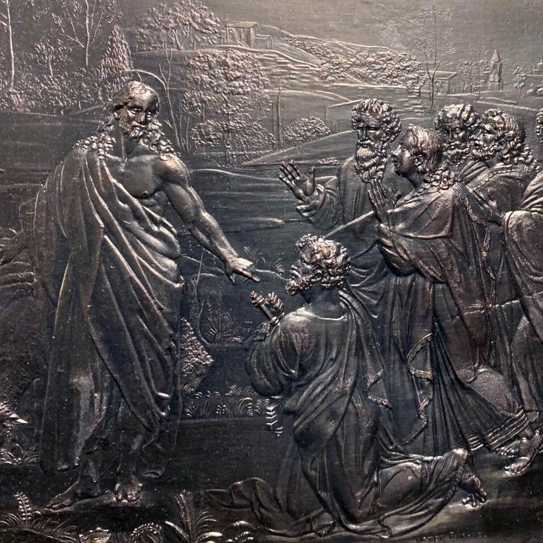 Set of 7 Framed Silver Plate Depictions of the Raphael Cartoons After ...